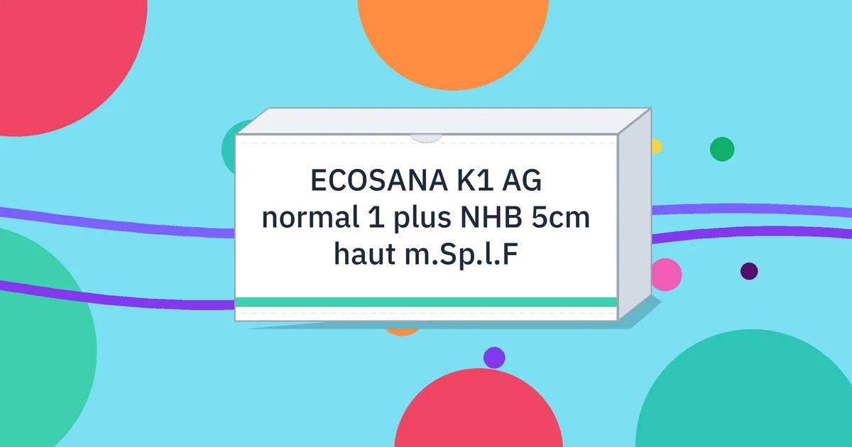 Symbolbild: Packung mit der Aufschrift ECOSANA K1 AG normal 1 plus NHB 5cm haut m.Sp.l.F (PZN 04726260) – Verfügbarkeit und Bezug in Apotheken in Frankfurt am Main