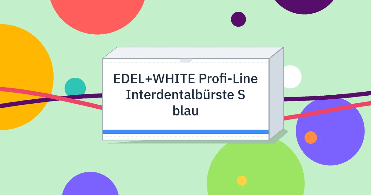 Symbolbild: Packung mit der Aufschrift EDEL+WHITE Profi-Line Interdentalbürste S blau (PZN 17180590) – Verfügbarkeit und Bezug in Apotheken in Frankfurt am Main