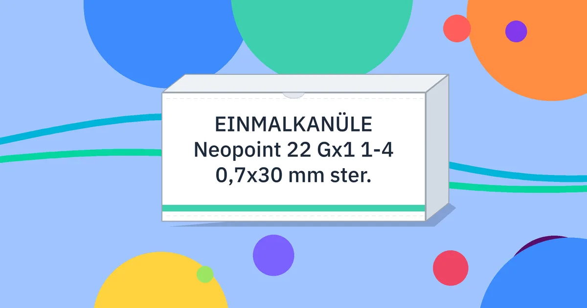 Symbolbild: Packung mit der Aufschrift EINMALKANÜLE Neopoint 22 Gx1 1-4 0,7x30 mm ster. (PZN 00363493) – Verfügbarkeit und Bezug in Apotheken in Frankfurt am Main