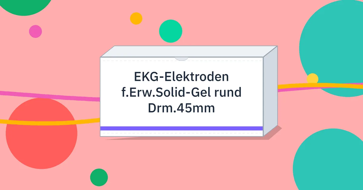 Symbolbild: Packung mit der Aufschrift EKG-Elektroden f.Erw.Solid-Gel rund Drm.45mm (PZN 20271936) – Verfügbarkeit und Bezug in Apotheken in Frankfurt am Main