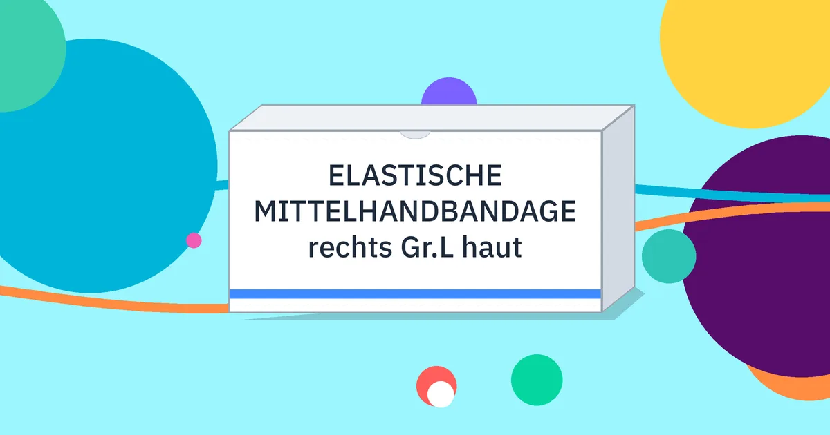 Symbolbild: Packung mit der Aufschrift ELASTISCHE MITTELHANDBANDAGE rechts Gr.L haut (PZN 03315566) – Verfügbarkeit und Bezug in Apotheken in Frankfurt am Main