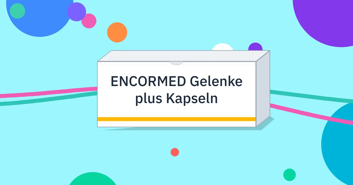 Symbolbild: Packung mit der Aufschrift ENCORMED Gelenke plus Kapseln (PZN 11858223) – Verfügbarkeit und Bezug in Apotheken in Frankfurt am Main