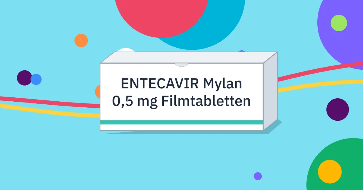 Symbolbild: Packung mit der Aufschrift ENTECAVIR Mylan 0,5 mg Filmtabletten (PZN 16806892) – Verfügbarkeit und Bezug in Apotheken in Frankfurt am Main