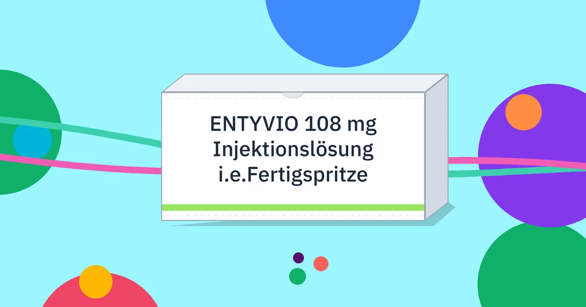 Symbolbild: Packung mit der Aufschrift ENTYVIO 108 mg Injektionslösung i.e.Fertigspritze (PZN 17825006) – Verfügbarkeit und Bezug in Apotheken in Frankfurt am Main