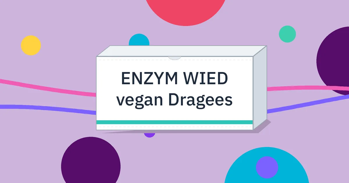 Symbolbild: Packung mit der Aufschrift ENZYM WIED vegan Dragees (PZN 20374961) – Verfügbarkeit und Bezug in Apotheken in Frankfurt am Main