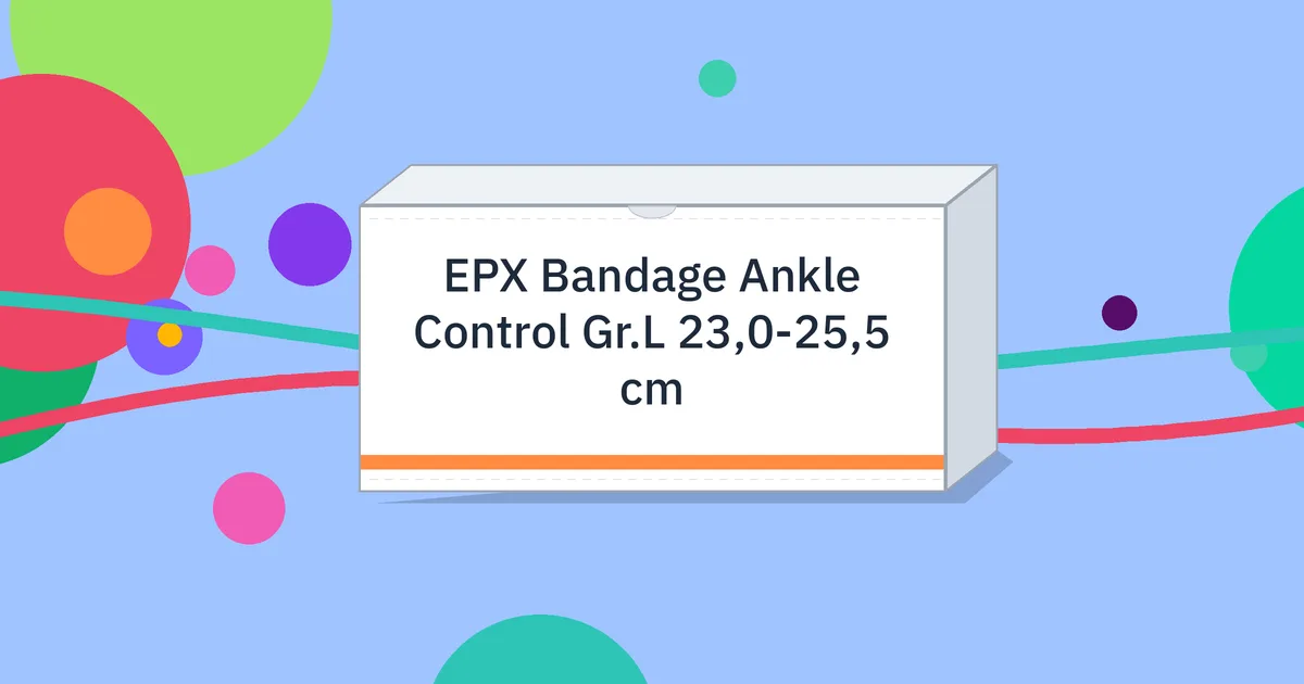 Symbolbild: Packung mit der Aufschrift EPX Bandage Ankle Control Gr.L 23,0-25,5 cm (PZN 08919808) – Verfügbarkeit und Bezug in Apotheken in Frankfurt am Main