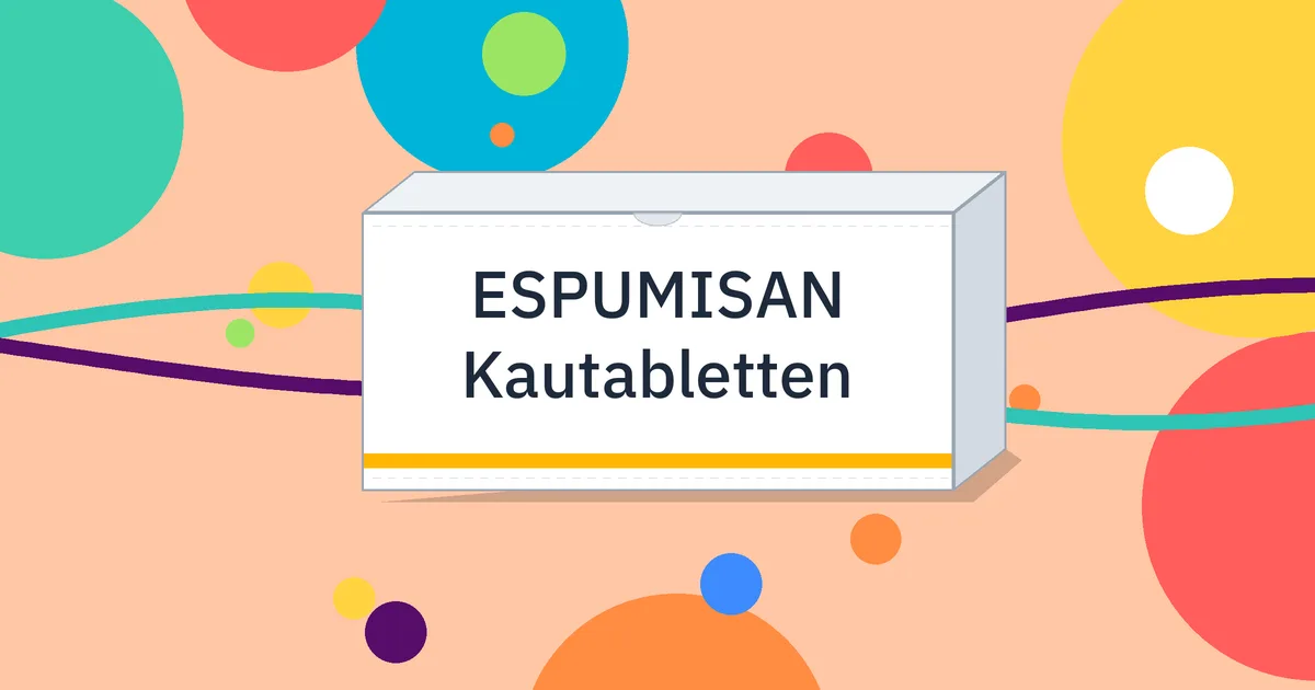 Symbolbild: Packung mit der Aufschrift ESPUMISAN Kautabletten (PZN 06882053) – Verfügbarkeit und Bezug in Apotheken in Frankfurt am Main