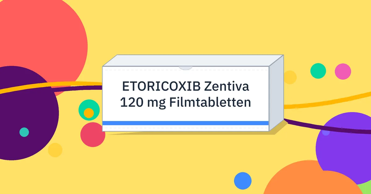 Symbolbild: Packung mit der Aufschrift ETORICOXIB Zentiva 120 mg Filmtabletten (PZN 12585715) – Verfügbarkeit und Bezug in Apotheken in Frankfurt am Main