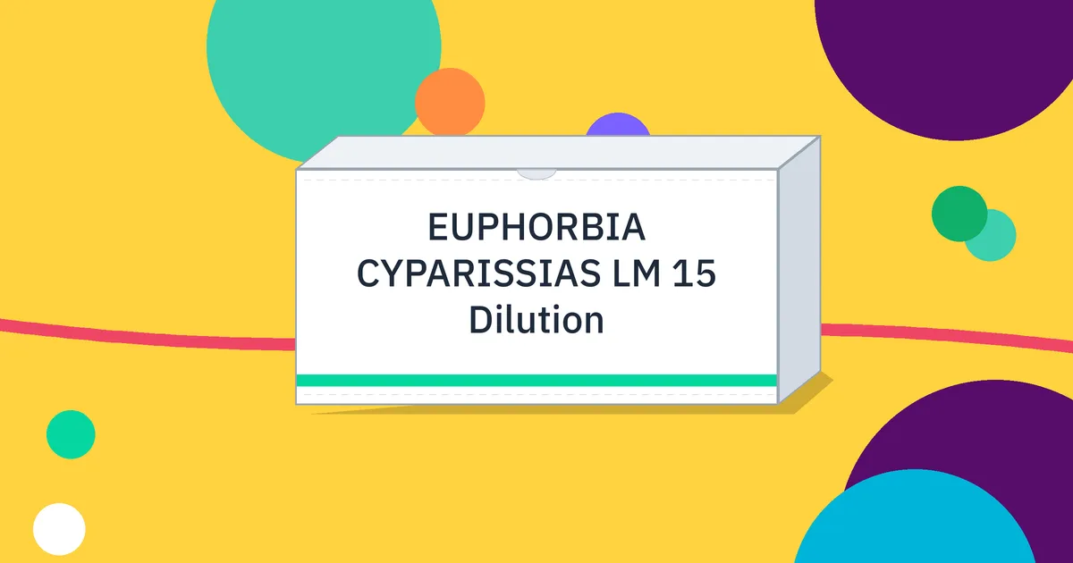 Symbolbild: Packung mit der Aufschrift EUPHORBIA CYPARISSIAS LM 15 Dilution (PZN 13481892) – Verfügbarkeit und Bezug in Apotheken in Frankfurt am Main