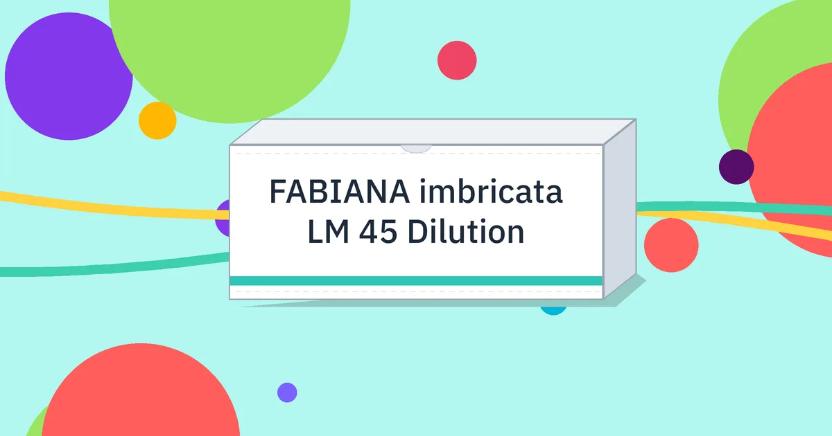 Symbolbild: Packung mit der Aufschrift FABIANA imbricata LM 45 Dilution (PZN 13485803) – Verfügbarkeit und Bezug in Apotheken in Frankfurt am Main