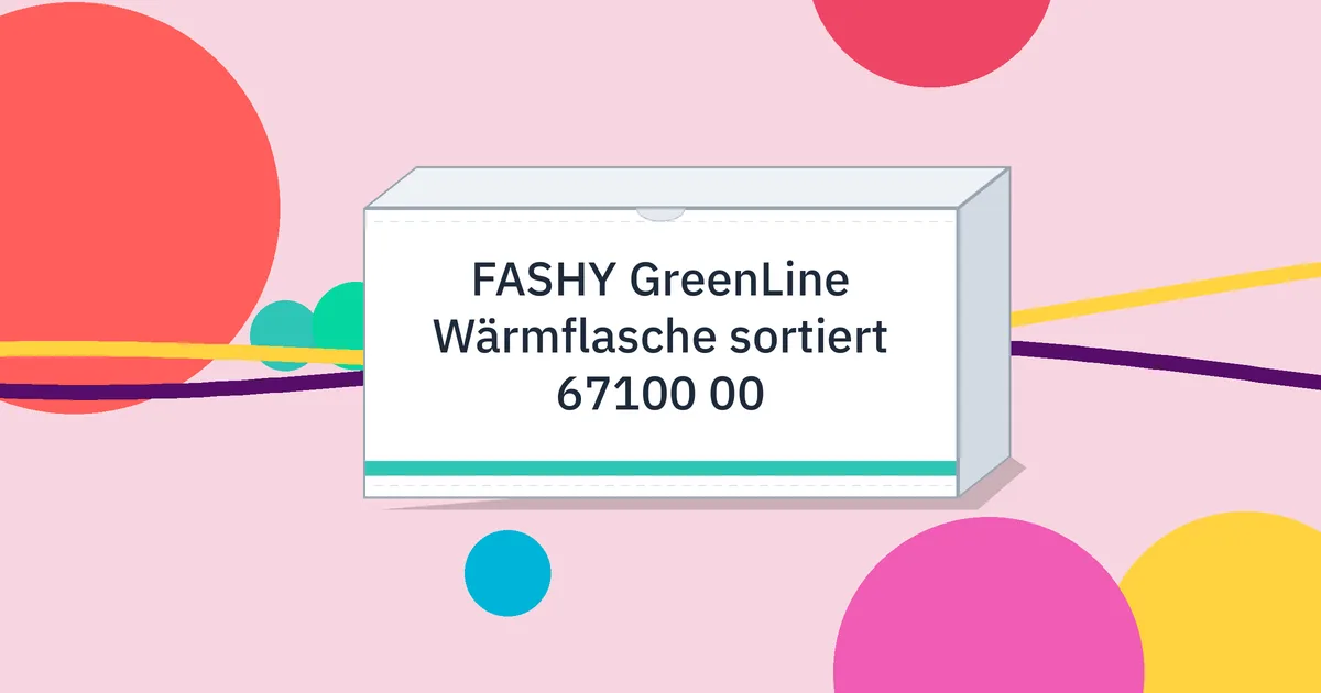 Symbolbild: Packung mit der Aufschrift FASHY GreenLine Wärmflasche sortiert 67100 00 (PZN 13157884) – Verfügbarkeit und Bezug in Apotheken in Frankfurt am Main