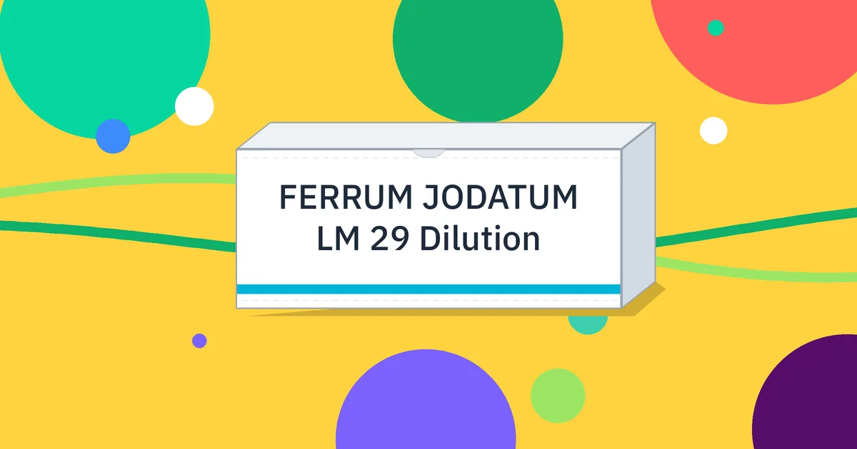 Symbolbild: Packung mit der Aufschrift FERRUM JODATUM LM 29 Dilution (PZN 12849120) – Verfügbarkeit und Bezug in Apotheken in Frankfurt am Main