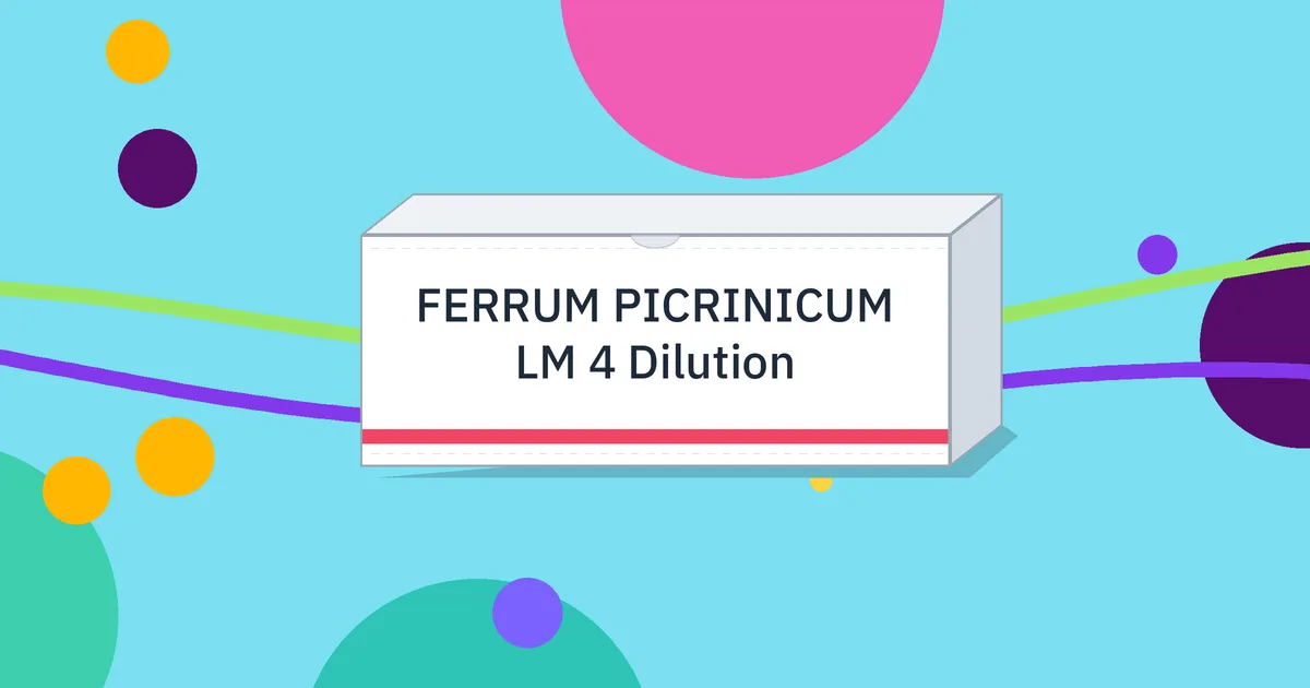Symbolbild: Packung mit der Aufschrift FERRUM PICRINICUM LM 4 Dilution (PZN 12852464) – Verfügbarkeit und Bezug in Apotheken in Frankfurt am Main