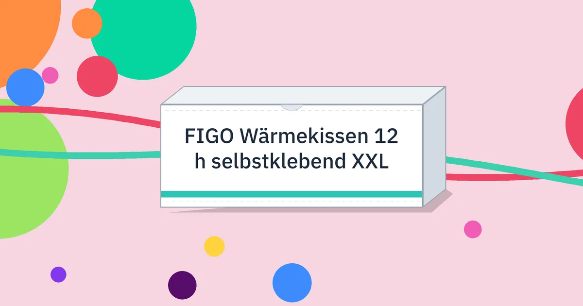 Symbolbild: Packung mit der Aufschrift FIGO Wärmekissen 12 h selbstklebend XXL (PZN 17520821) – Verfügbarkeit und Bezug in Apotheken in Frankfurt am Main