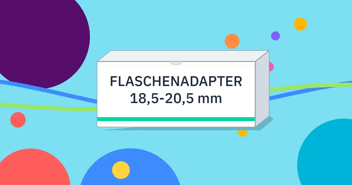 Symbolbild: Packung mit der Aufschrift FLASCHENADAPTER 18,5-20,5 mm (PZN 13230380) – Verfügbarkeit und Bezug in Apotheken in Frankfurt am Main