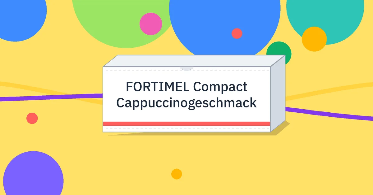 Symbolbild: Packung mit der Aufschrift FORTIMEL Compact Cappuccinogeschmack (PZN 09274905) – Verfügbarkeit und Bezug in Apotheken in Frankfurt am Main