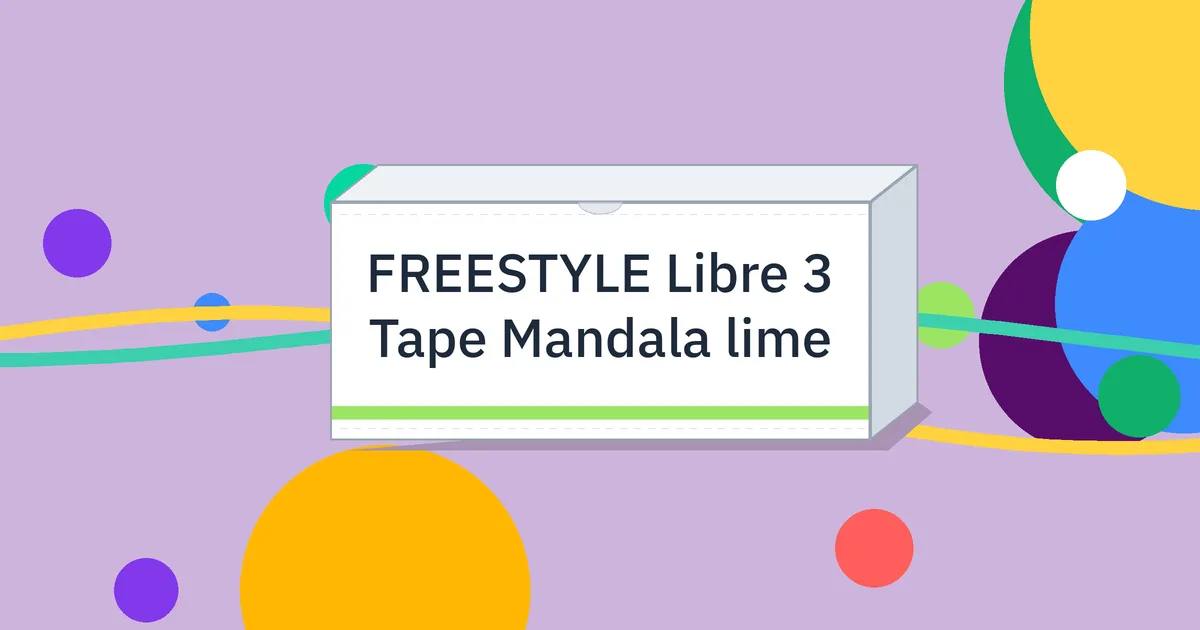 Symbolbild: Packung mit der Aufschrift FREESTYLE Libre 3 Tape Mandala lime (PZN 18178589) – Verfügbarkeit und Bezug in Apotheken in Frankfurt am Main