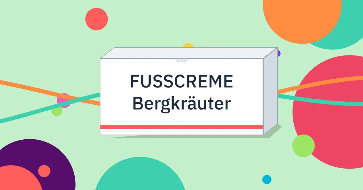 Symbolbild: Packung mit der Aufschrift FUSSCREME Bergkräuter (PZN 19688370) – Verfügbarkeit und Bezug in Apotheken in Frankfurt am Main