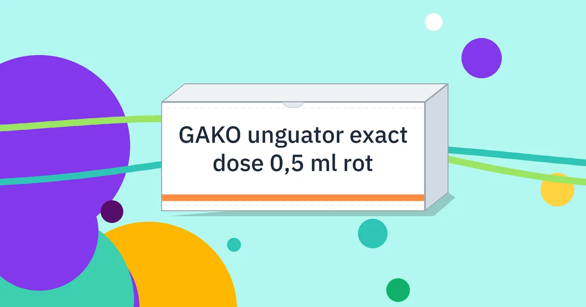 Symbolbild: Packung mit der Aufschrift GAKO unguator exact dose 0,5 ml rot (PZN 11603836) – Verfügbarkeit und Bezug in Apotheken in Frankfurt am Main
