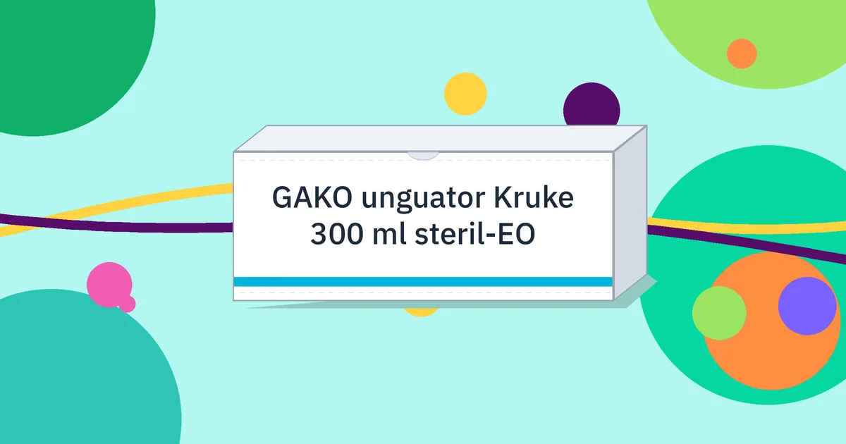 Symbolbild: Packung mit der Aufschrift GAKO unguator Kruke 300 ml steril-EO (PZN 17419602) – Verfügbarkeit und Bezug in Apotheken in Frankfurt am Main