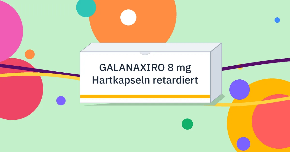 Symbolbild: Packung mit der Aufschrift GALANAXIRO 8 mg Hartkapseln retardiert (PZN 14446366) – Verfügbarkeit und Bezug in Apotheken in Frankfurt am Main