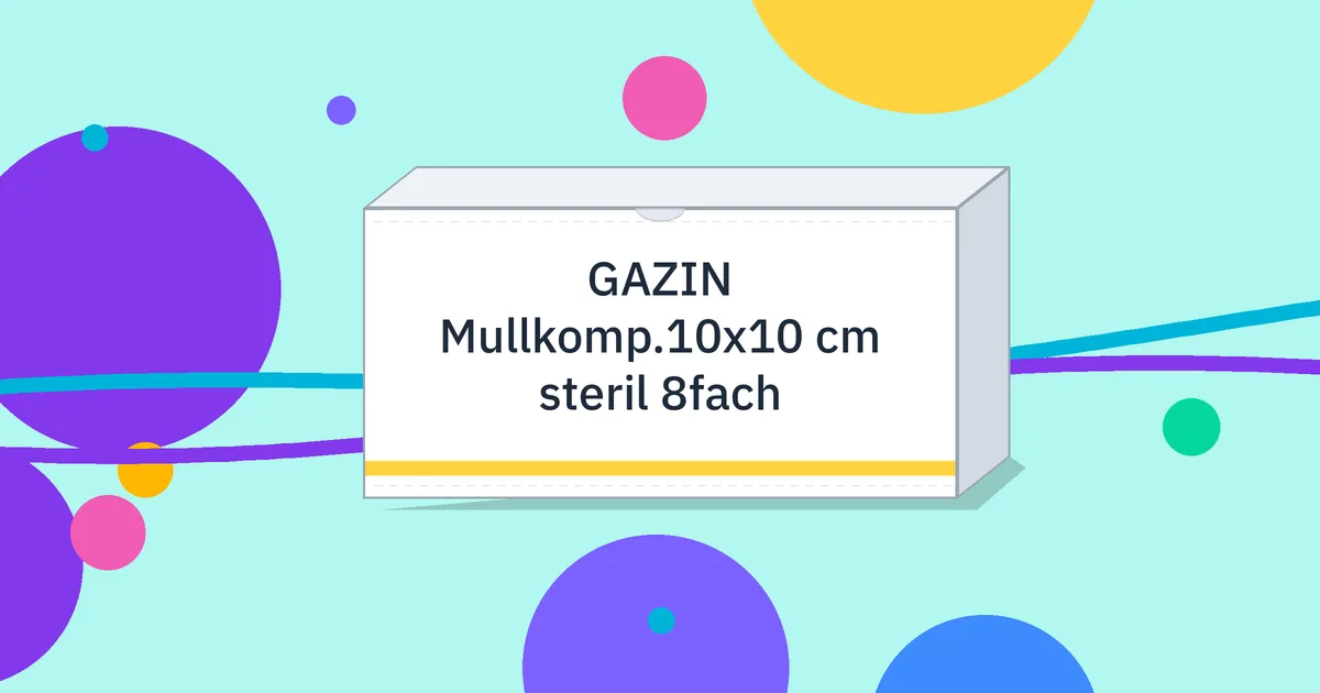 Symbolbild: Packung mit der Aufschrift GAZIN Mullkomp.10x10 cm steril 8fach (PZN 14444025) – Verfügbarkeit und Bezug in Apotheken in Frankfurt am Main