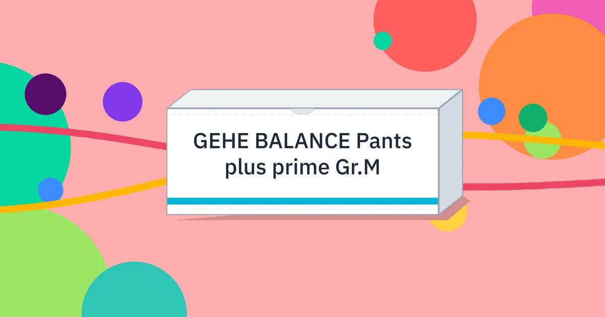 Symbolbild: Packung mit der Aufschrift GEHE BALANCE Pants plus prime Gr.M (PZN 12638162) – Verfügbarkeit und Bezug in Apotheken in Frankfurt am Main
