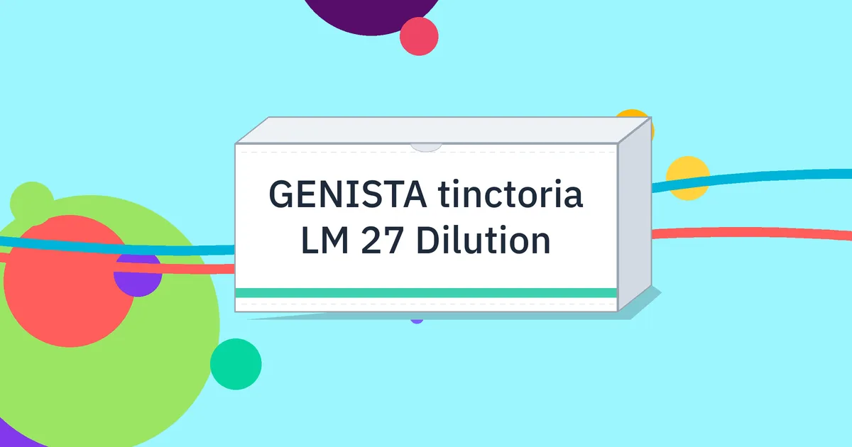 Symbolbild: Packung mit der Aufschrift GENISTA tinctoria LM 27 Dilution (PZN 13499627) – Verfügbarkeit und Bezug in Apotheken in Frankfurt am Main