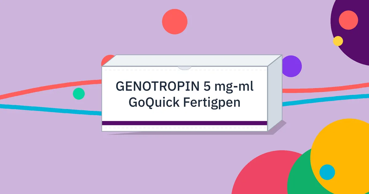 Symbolbild: Packung mit der Aufschrift GENOTROPIN 5 mg-ml GoQuick Fertigpen (PZN 07572277) – Verfügbarkeit und Bezug in Apotheken in Frankfurt am Main