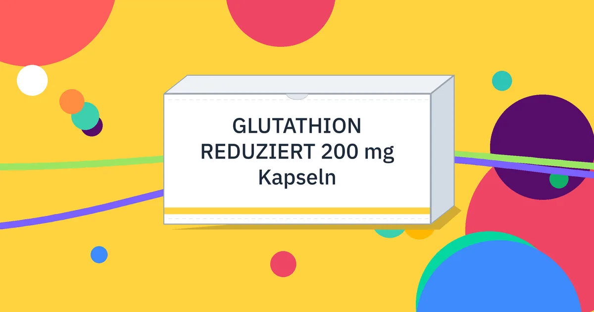 Symbolbild: Packung mit der Aufschrift GLUTATHION REDUZIERT 200 mg Kapseln (PZN 01551386) – Verfügbarkeit und Bezug in Apotheken in Frankfurt am Main