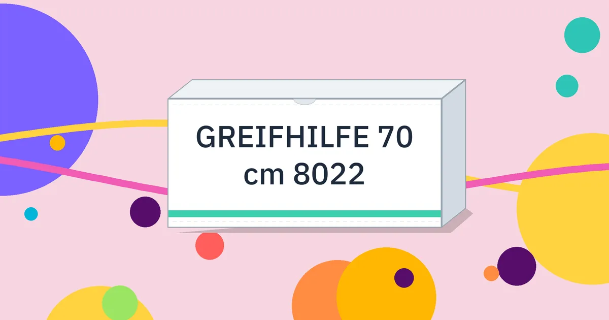 Symbolbild: Packung mit der Aufschrift GREIFHILFE 70 cm 8022 (PZN 07363125) – Verfügbarkeit und Bezug in Apotheken in Frankfurt am Main