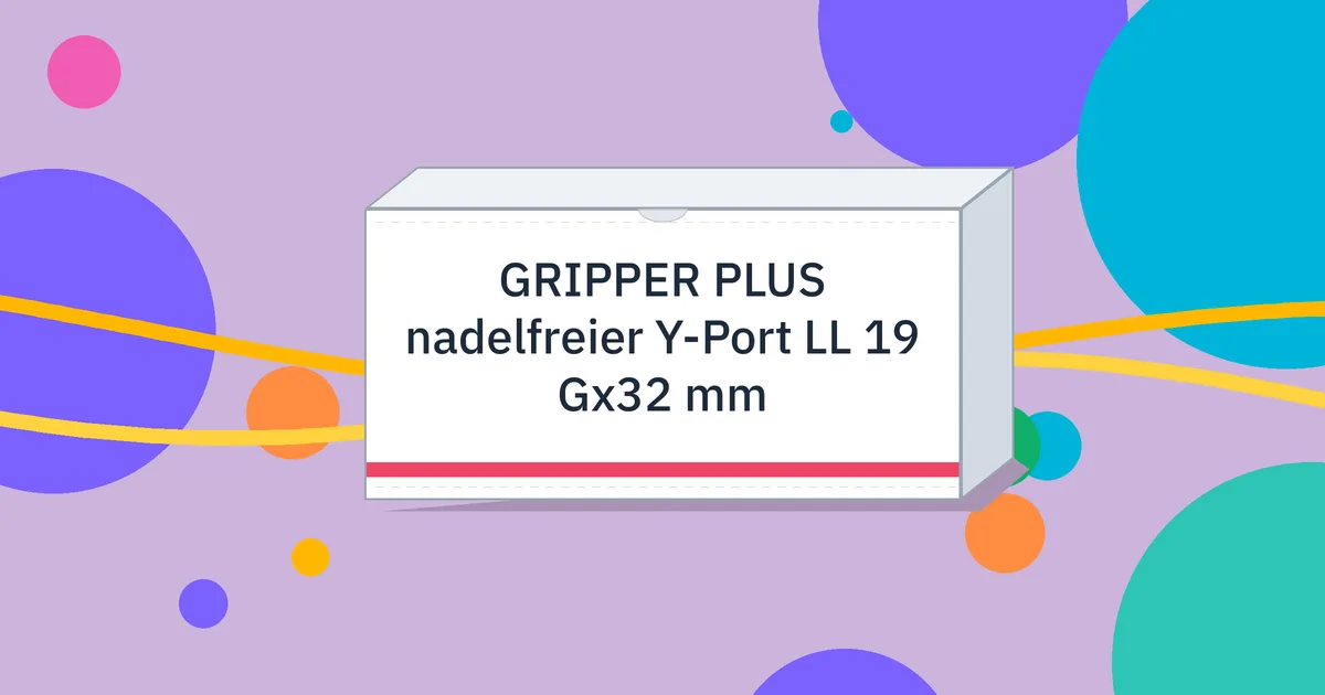 Symbolbild: Packung mit der Aufschrift GRIPPER PLUS nadelfreier Y-Port LL 19 Gx32 mm (PZN 09676302) – Verfügbarkeit und Bezug in Apotheken in Frankfurt am Main