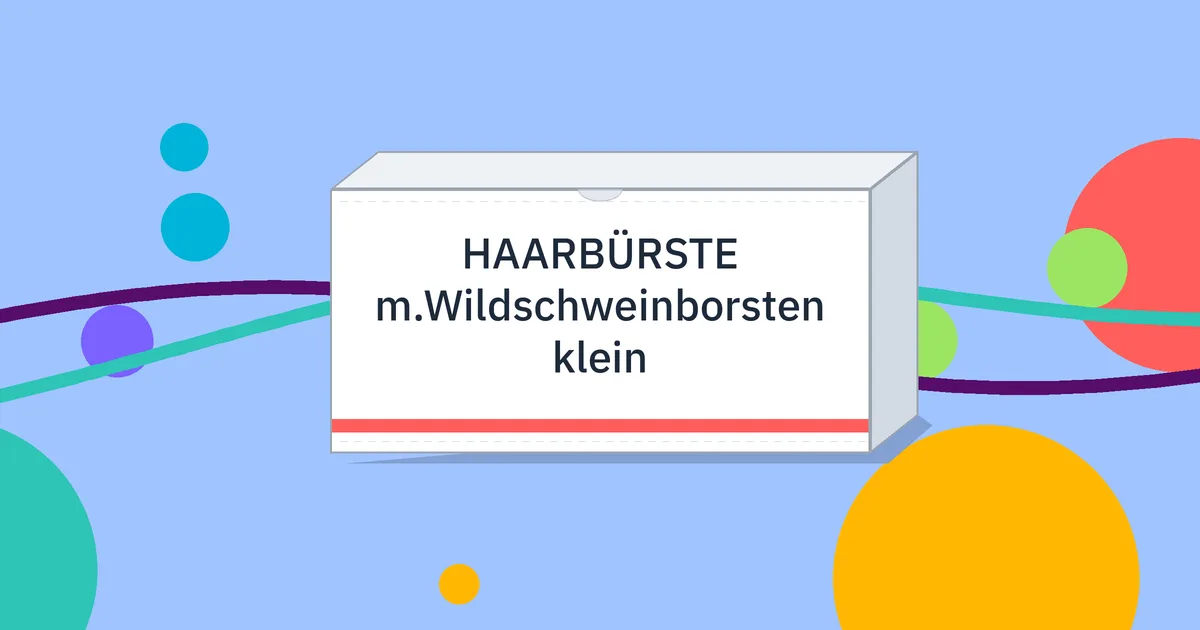 Symbolbild: Packung mit der Aufschrift HAARBÜRSTE m.Wildschweinborsten klein (PZN 17289631) – Verfügbarkeit und Bezug in Apotheken in Frankfurt am Main