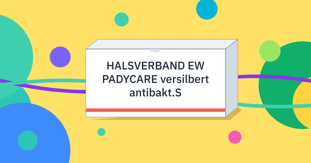 Symbolbild: Packung mit der Aufschrift HALSVERBAND EW PADYCARE versilbert antibakt.S (PZN 10939913) – Verfügbarkeit und Bezug in Apotheken in Frankfurt am Main