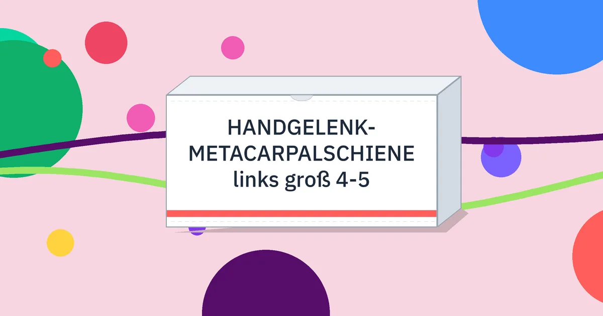 Symbolbild: Packung mit der Aufschrift HANDGELENK-METACARPALSCHIENE links groß 4-5 (PZN 02072593) – Verfügbarkeit und Bezug in Apotheken in Frankfurt am Main