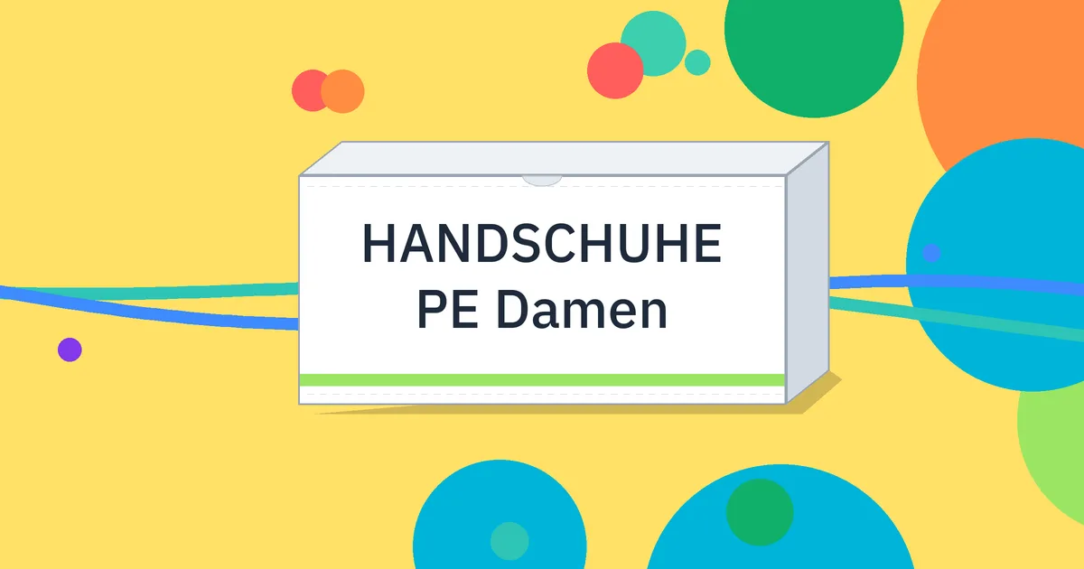 Symbolbild: Packung mit der Aufschrift HANDSCHUHE PE Damen (PZN 02549776) – Verfügbarkeit und Bezug in Apotheken in Frankfurt am Main