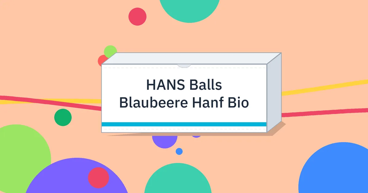 Symbolbild: Packung mit der Aufschrift HANS Balls Blaubeere Hanf Bio (PZN 17421616) – Verfügbarkeit und Bezug in Apotheken in Frankfurt am Main
