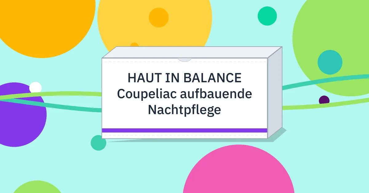 Symbolbild: Packung mit der Aufschrift HAUT IN BALANCE Coupeliac aufbauende Nachtpflege (PZN 07223542) – Verfügbarkeit und Bezug in Apotheken in Frankfurt am Main