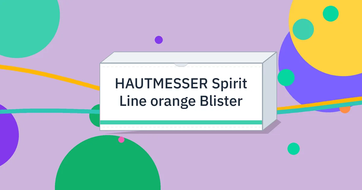 Symbolbild: Packung mit der Aufschrift HAUTMESSER Spirit Line orange Blister (PZN 01589354) – Verfügbarkeit und Bezug in Apotheken in Frankfurt am Main