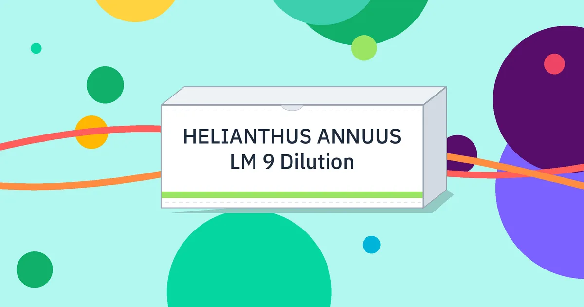 Symbolbild: Packung mit der Aufschrift HELIANTHUS ANNUUS LM 9 Dilution (PZN 12885759) – Verfügbarkeit und Bezug in Apotheken in Frankfurt am Main