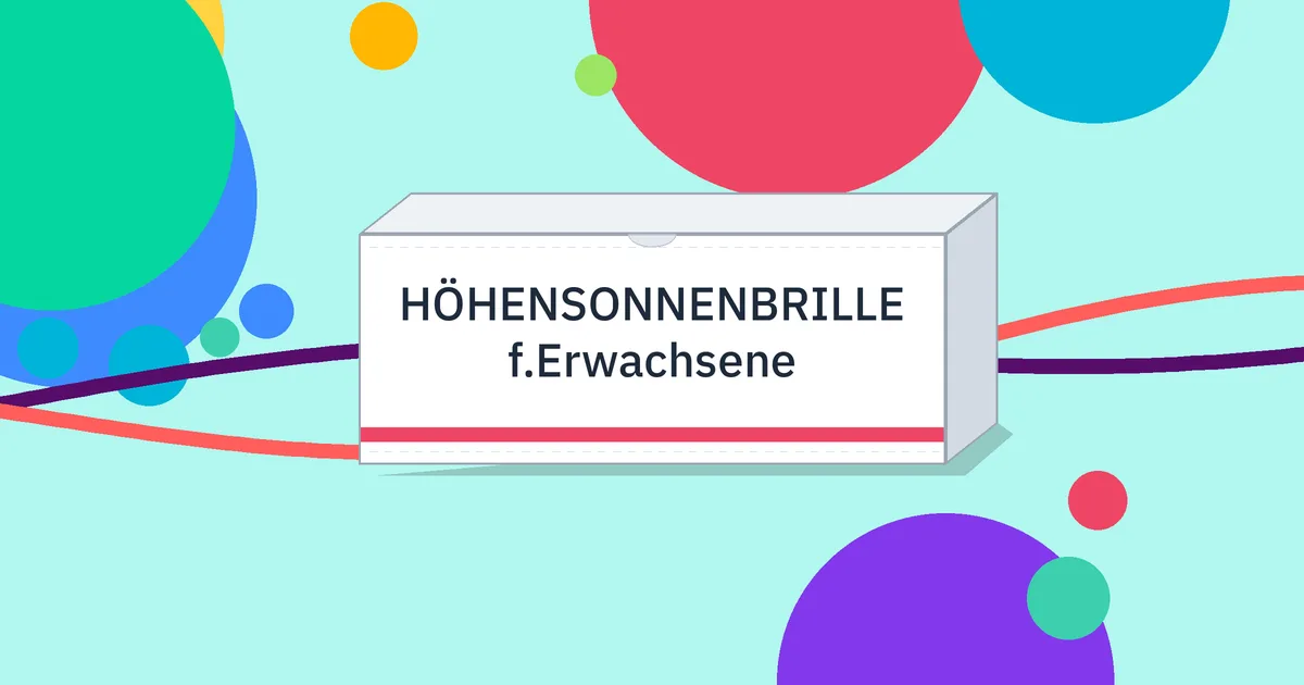 Symbolbild: Packung mit der Aufschrift HÖHENSONNENBRILLE f.Erwachsene (PZN 00895250) – Verfügbarkeit und Bezug in Apotheken in Frankfurt am Main