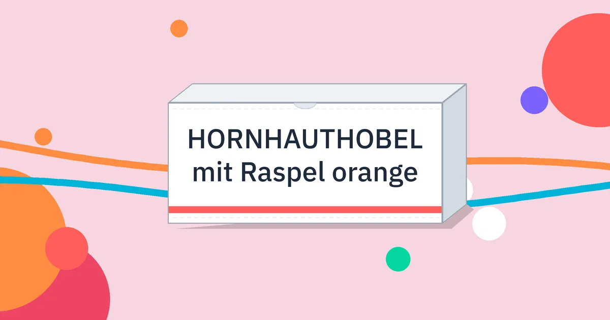 Symbolbild: Packung mit der Aufschrift HORNHAUTHOBEL mit Raspel orange (PZN 01525785) – Verfügbarkeit und Bezug in Apotheken in Frankfurt am Main