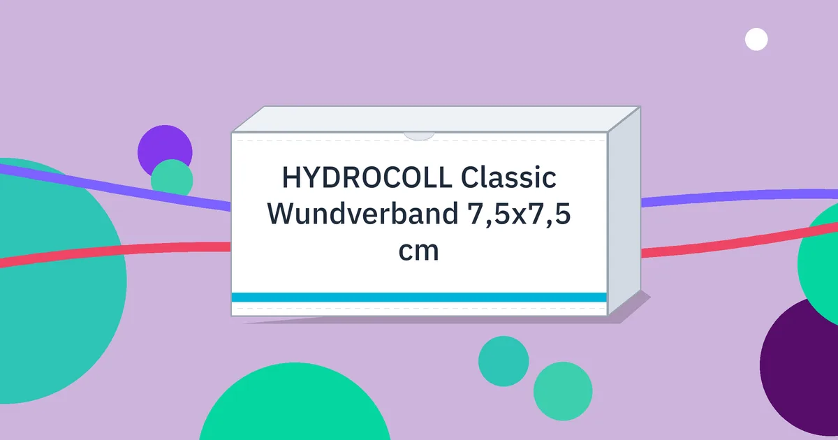 Symbolbild: Packung mit der Aufschrift HYDROCOLL Classic Wundverband 7,5x7,5 cm (PZN 19829669) – Verfügbarkeit und Bezug in Apotheken in Frankfurt am Main