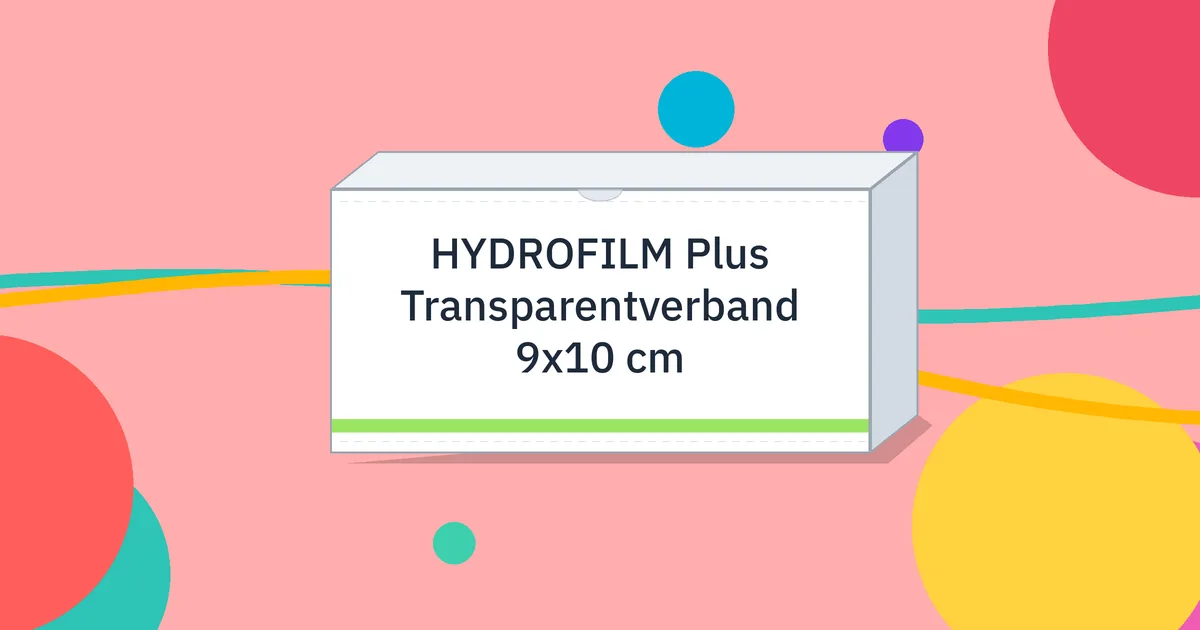 Symbolbild: Packung mit der Aufschrift HYDROFILM Plus Transparentverband 9x10 cm (PZN 04609005) – Verfügbarkeit und Bezug in Apotheken in Frankfurt am Main