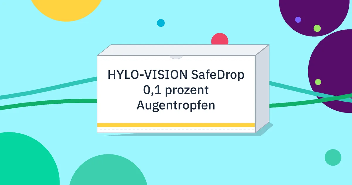 Symbolbild: Packung mit der Aufschrift HYLO-VISION SafeDrop 0,1 prozent Augentropfen (PZN 05730246) – Verfügbarkeit und Bezug in Apotheken in Frankfurt am Main