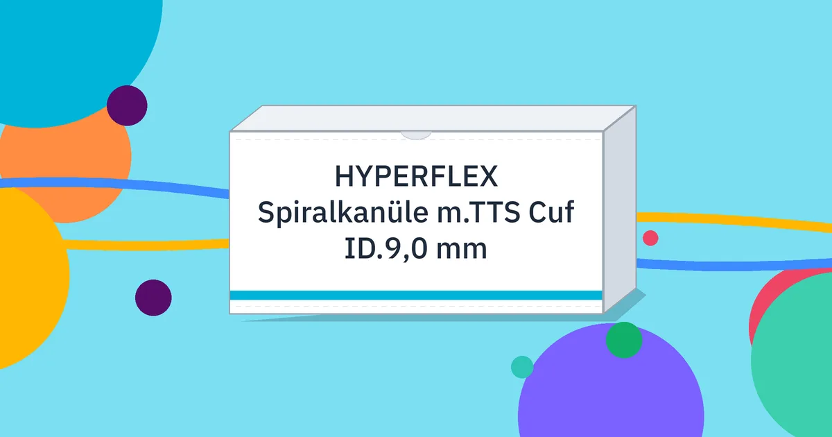 Symbolbild: Packung mit der Aufschrift HYPERFLEX Spiralkanüle m.TTS Cuf ID.9,0 mm (PZN 06827137) – Verfügbarkeit und Bezug in Apotheken in Frankfurt am Main