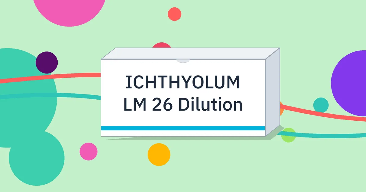 Symbolbild: Packung mit der Aufschrift ICHTHYOLUM LM 26 Dilution (PZN 13558784) – Verfügbarkeit und Bezug in Apotheken in Frankfurt am Main