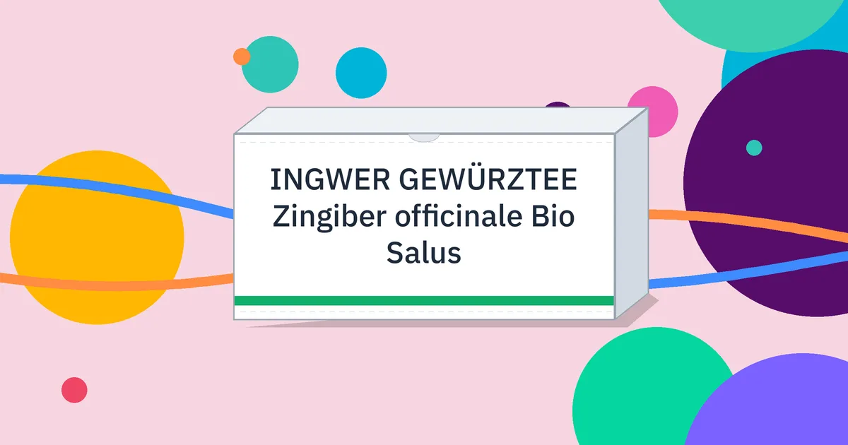 Symbolbild: Packung mit der Aufschrift INGWER GEWÜRZTEE Zingiber officinale Bio Salus (PZN 05488325) – Verfügbarkeit und Bezug in Apotheken in Frankfurt am Main