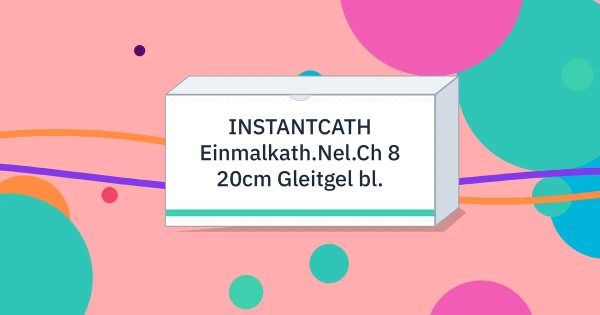 Symbolbild: Packung mit der Aufschrift INSTANTCATH Einmalkath.Nel.Ch 8 20cm Gleitgel bl. (PZN 00104018) – Verfügbarkeit und Bezug in Apotheken in Frankfurt am Main