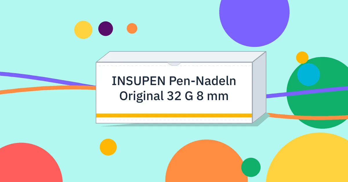 Symbolbild: Packung mit der Aufschrift INSUPEN Pen-Nadeln Original 32 G 8 mm (PZN 19055742) – Verfügbarkeit und Bezug in Apotheken in Frankfurt am Main